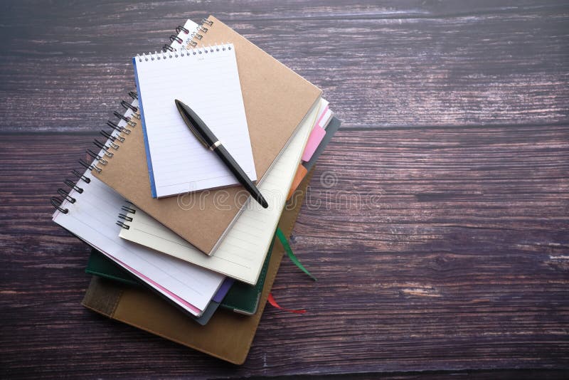 Top View of Stack of Diary on Table Stock Image - Image of pile, book ...