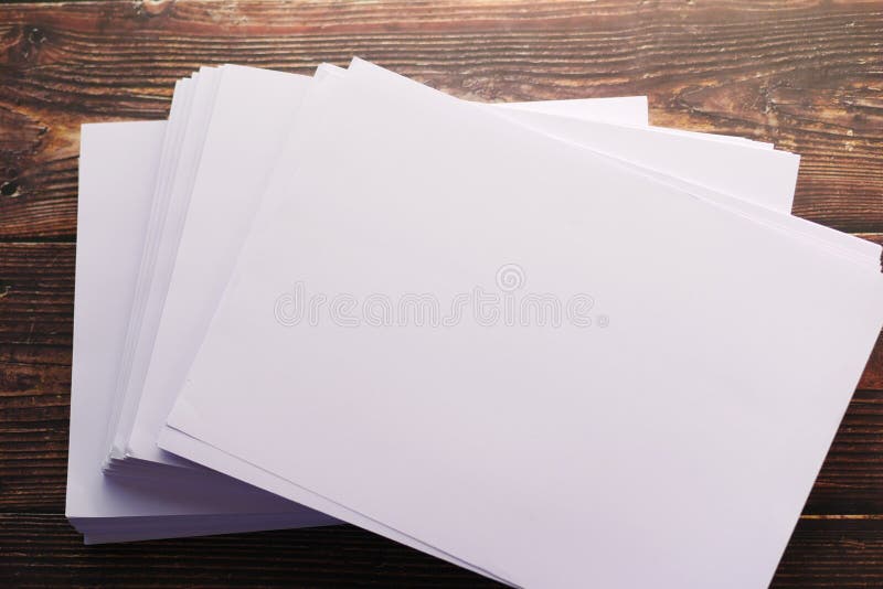 Top View of Stack of Empty Paper on Table Stock Image - Image of text ...