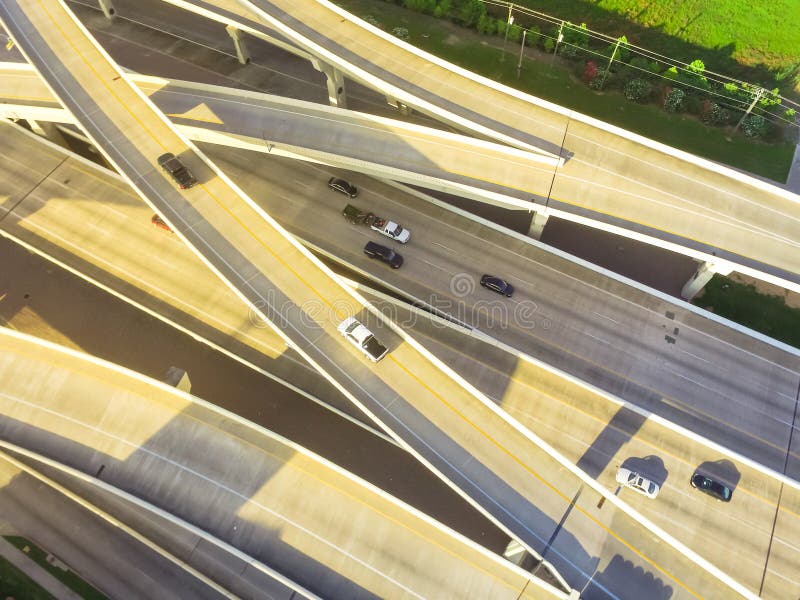 Top View Stack Interchange Viaduct Expressway in Houston, Texas, USA ...