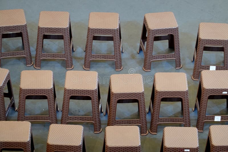 Top View of Stacked Brown Plastic Stools Stock Image - Image of iron ...