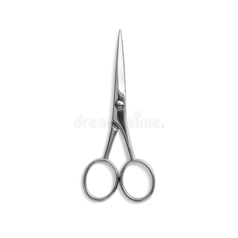 Top View of a Stainless Steel Scissors Isolated on a White Background ...