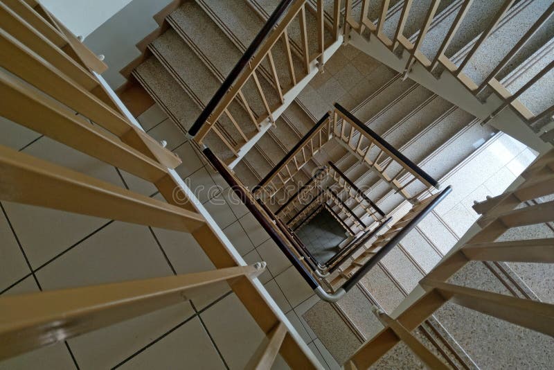 Top View of the Stairs in the Building. Apartment House. Stock Photo ...