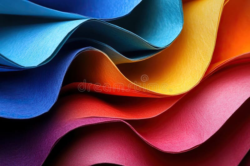 Top View of Standing Sheets of Thick Colored Paper. Abstract Background ...