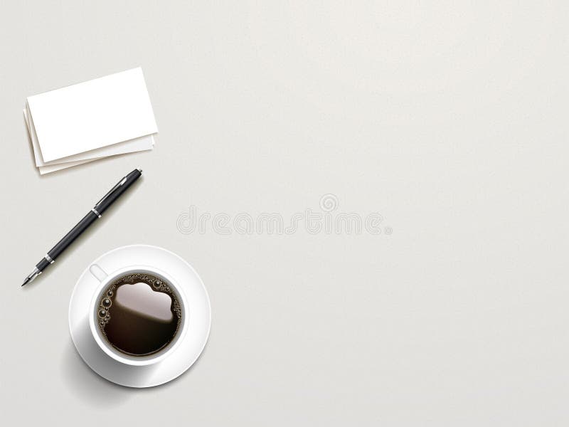 Top View of Stationery and Coffee Stock Vector - Illustration of work ...
