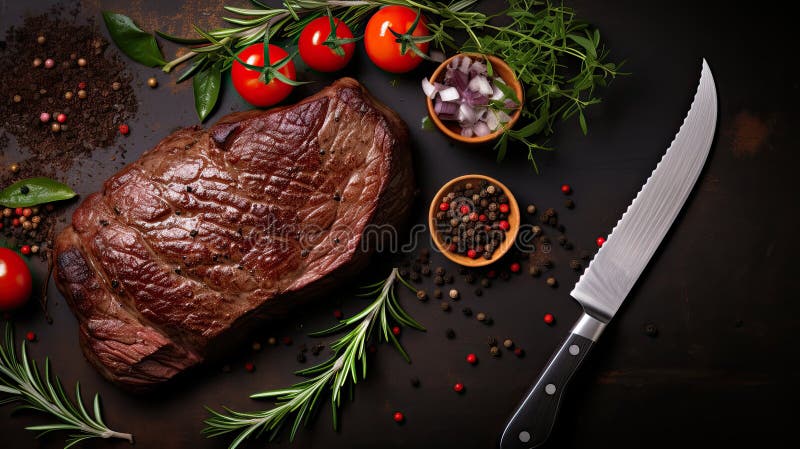 Top view of steak stock photo. Image of grill, spice - 293201624