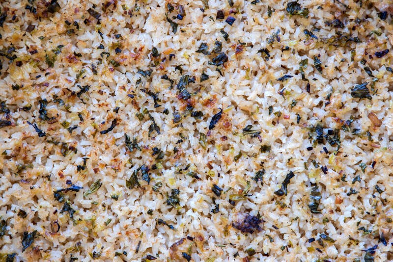 Top View of Steamed Rice with Onion Pieces Stock Image - Image of close ...