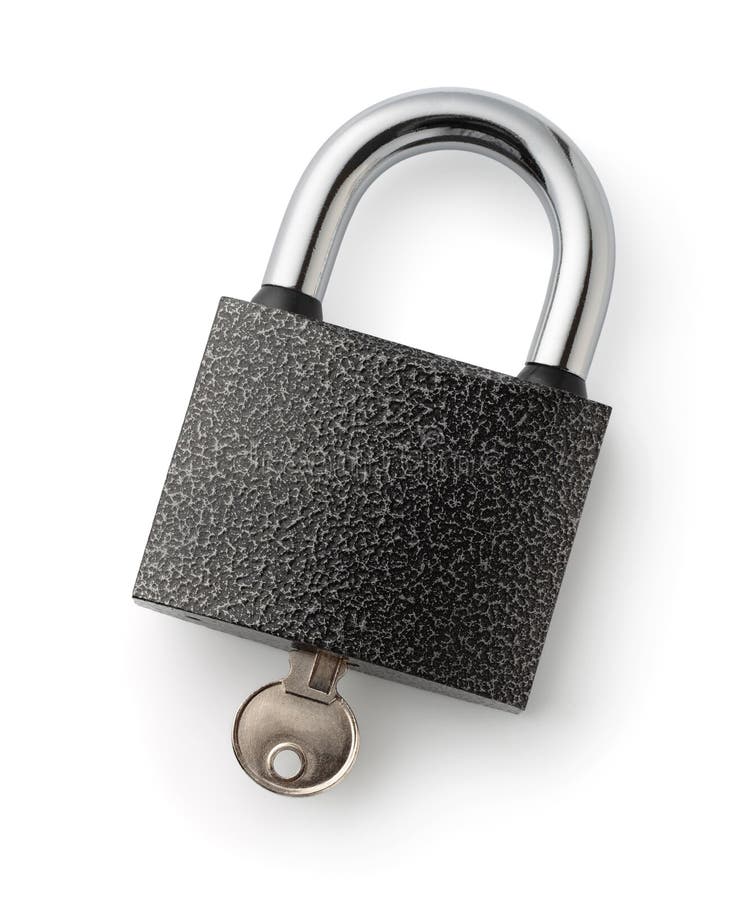 Top View of Steel Padlock with Inserted Key Stock Image - Image of ...