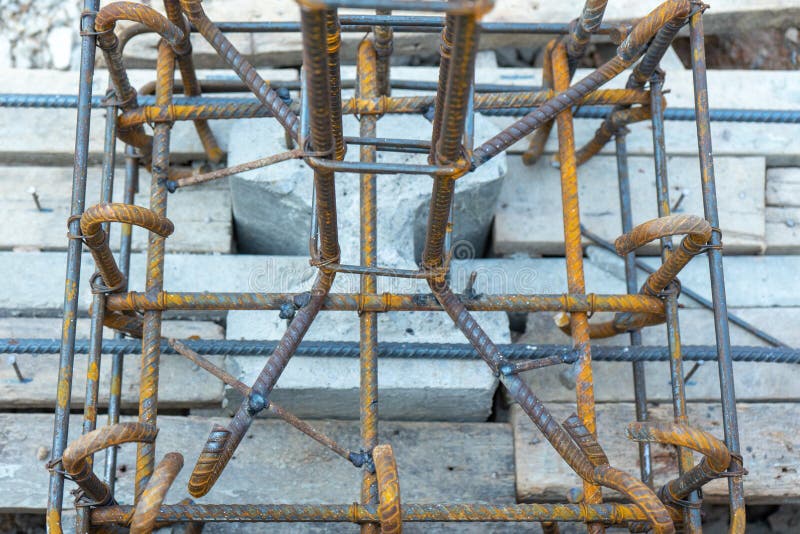 Top View Steelwork of Reinforced Steel Lines for Concrete Structure ...