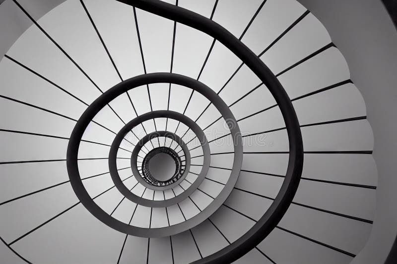 Top View of Steep Spiral Stairs with Railings Along Edge Stock ...