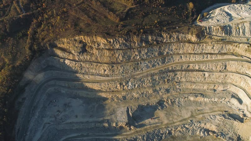 Top View of Stepped Quarry. Shot. Quarry Working by Method of Open ...