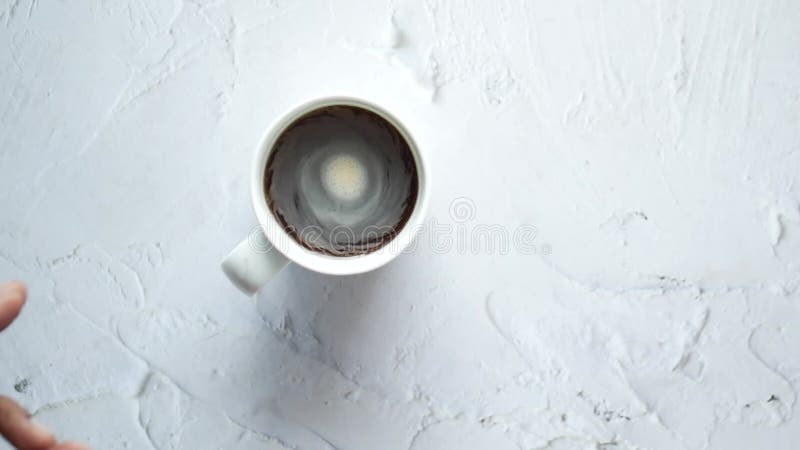 Top View of Stirring Coffee with Spoon, Slow Motion Stock Footage ...