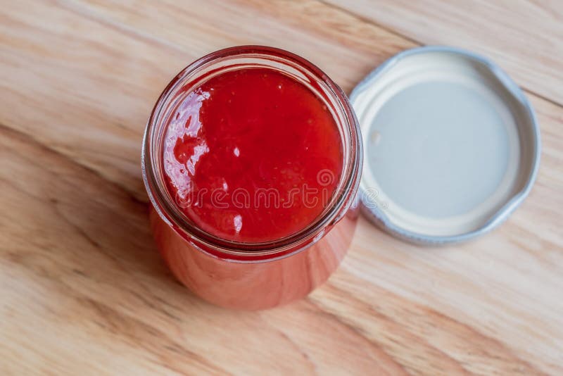 Top View Strawberry Jam in Bottle with a Cap Stock Image - Image of ...
