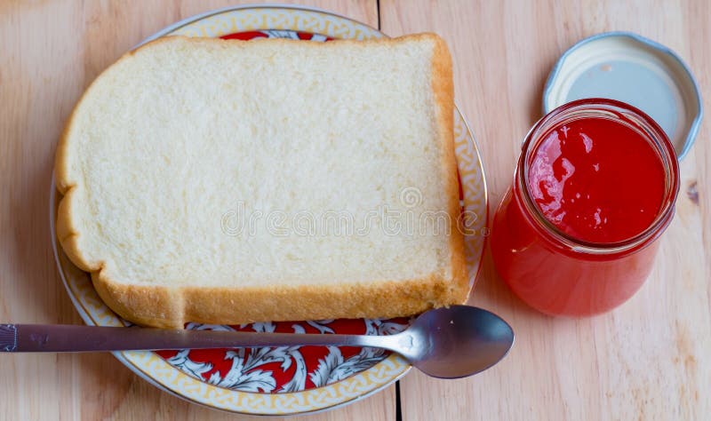 Top View Strawberry Jam with Bread Stock Photo - Image of sweet ...