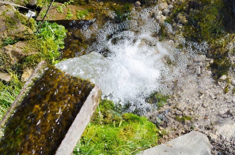 Top View of a Stream of Clean Spring Water. Transparent Stream, Bubbles ...