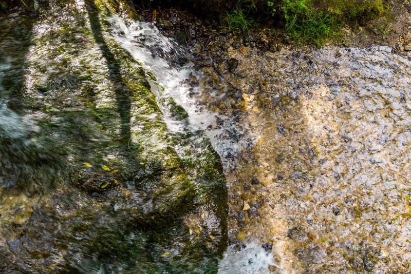 Top View of the Stream Flow and Falling Water from Small Limestone ...