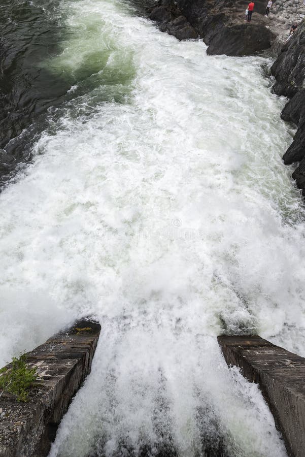 Top View of the Stream of Rough Water Falling from the Hydroelectric ...