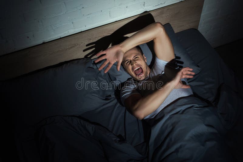 Top View of Stressed Man Screaming Stock Photo - Image of shadows ...