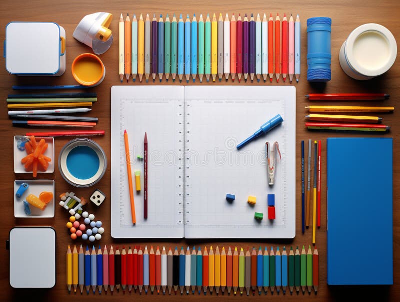 Top View of a Student Desk Ready for Back To School Stock Illustration ...