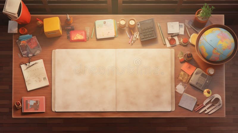 Student Desk in a Large Classroom Ready for Back To School Stock ...