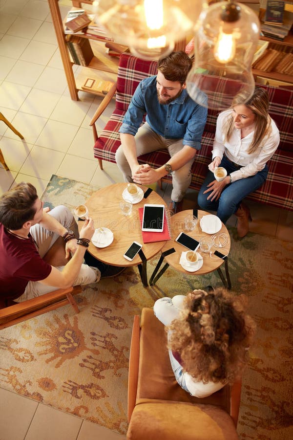Top View of Students in Cafe Stock Image - Image of friendship, indoor ...