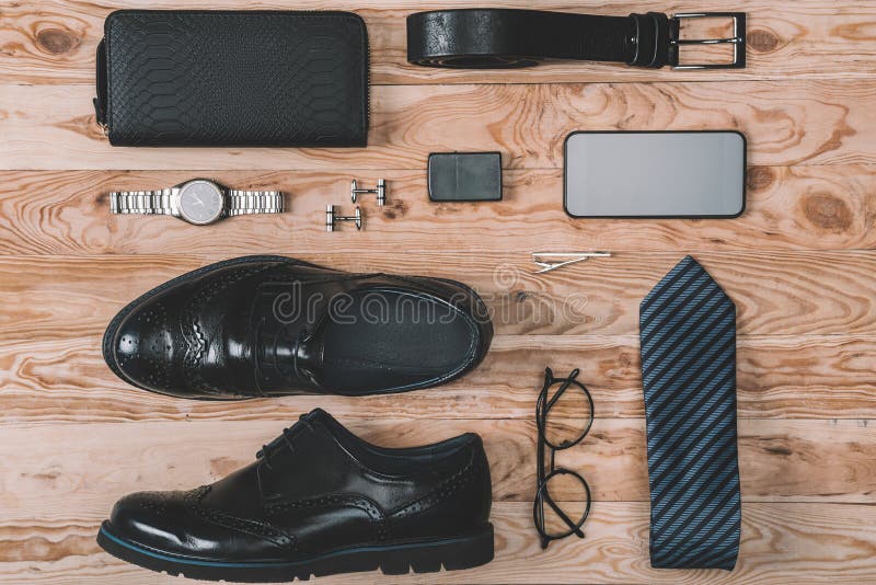 Top View of Stylish Accessories Collection Stock Photo - Image of ...