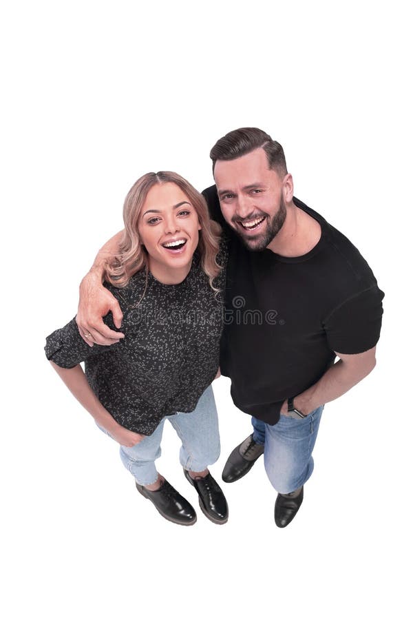 Top View. Stylish Young Couple Looking at Camera Stock Photo - Image of ...