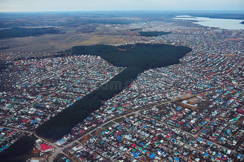 Top View of the Suburbs and Lake, Forest Stock Image - Image of travel ...