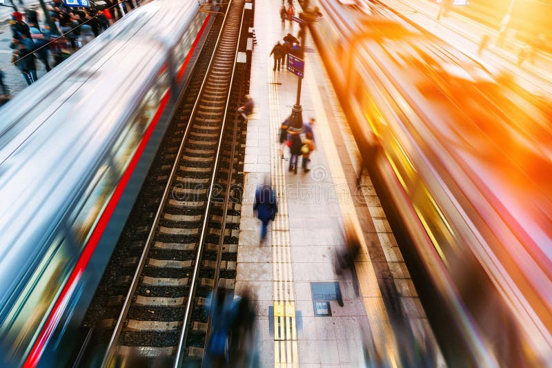 Top View of the Subway Stations with these in Motion, Many Passengers ...