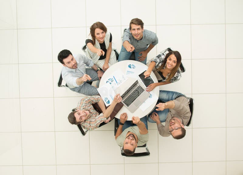 Top View.successful Business Team Sitting at the Round Table Stock ...