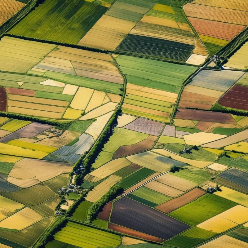 Top View of Summer Farmers Fields Stock Illustration - Illustration of ...