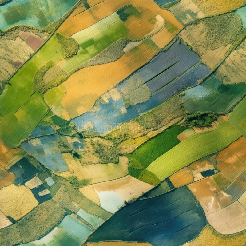 Top View of Summer Farmers Fields Stock Illustration - Illustration of ...