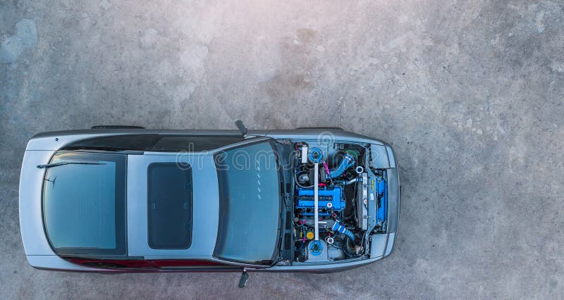 Top View Super Car Engine Open Up. Stock Photo - Image of motor, design ...