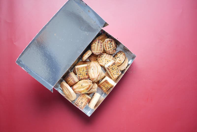 Top View of Sweet Cookies in a Paper Box Stock Image - Image of brown ...