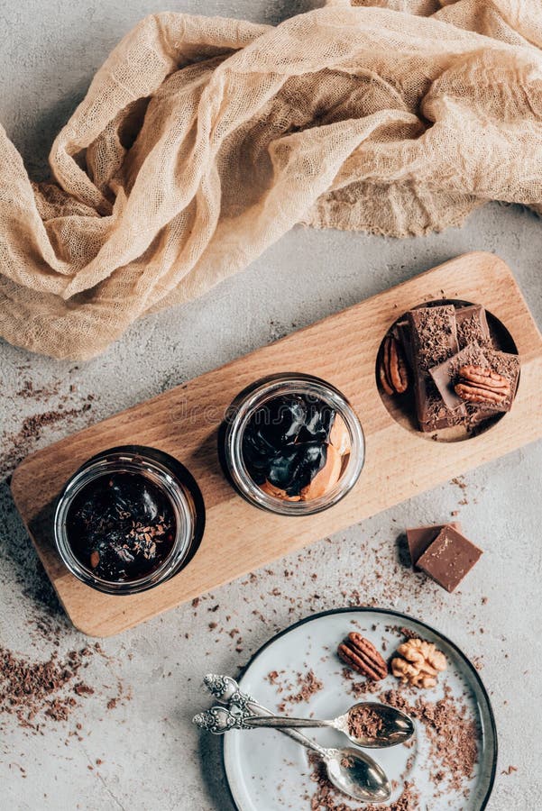 Top View of Sweet Delicious Chocolate Desserts Stock Image - Image of ...