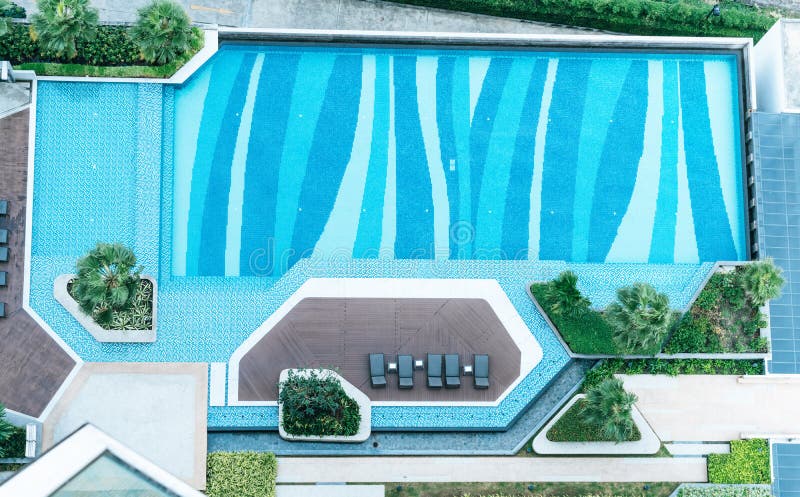 Top View of Swimming Pool in Hotel Resort Stock Image - Image of blue ...