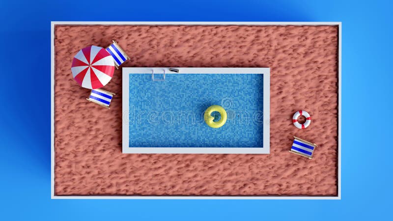 Top View of Swimming Pool on Summer Vacation with Minimal Concept Stock ...