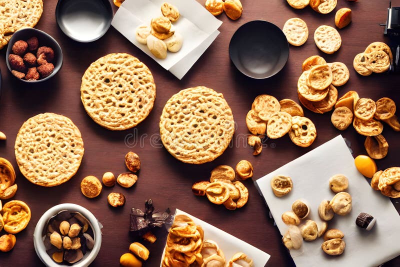 Top View of a Table with Different Tasty Snacks Stock Image - Image of ...