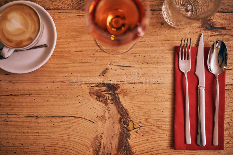 Top View of a Table Dining Setup for One Person with Copy Space Stock ...
