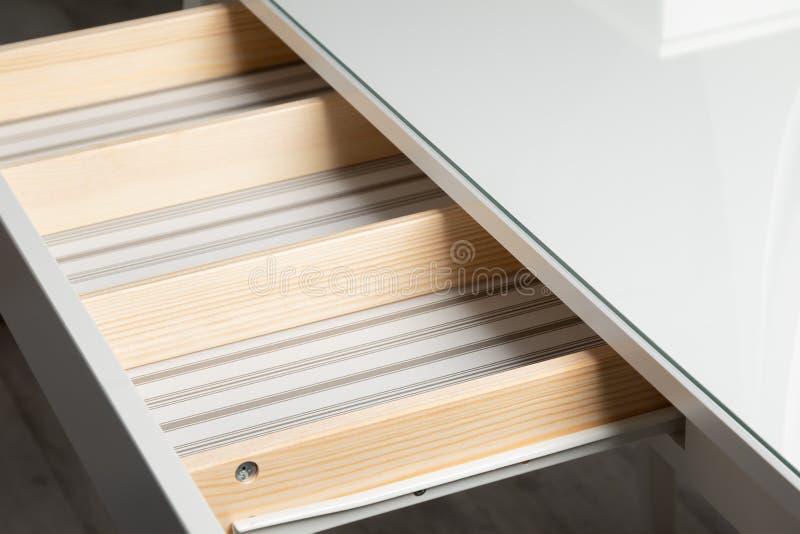 Top View of a Table with Open Drawers. Dressing Table with Glass ...