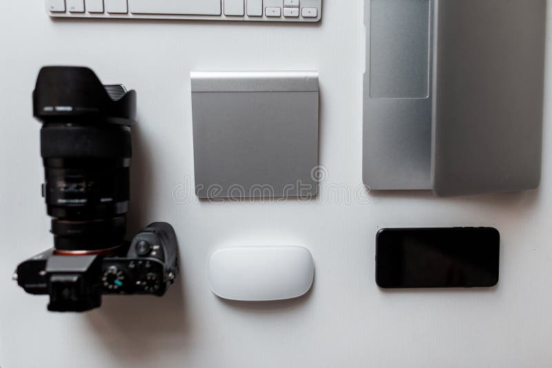 Top View of the Table Professional Photographer Which Has a Modern ...