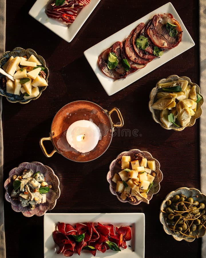 Table Served with the Different Gourmet Appetizers Stock Photo - Image ...