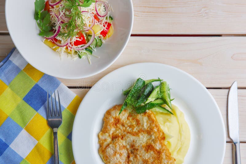 Top View of Table Served for Dinner Stock Photo - Image of fillet ...