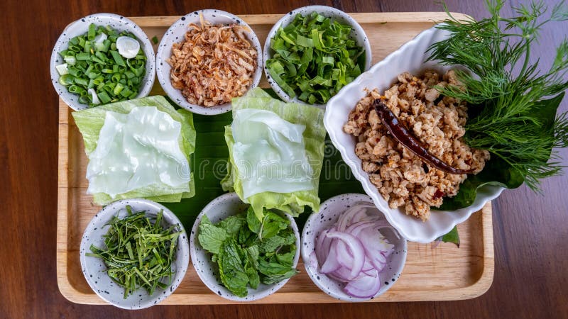Top View at Table with Thai Food Stock Image - Image of chicken, table ...