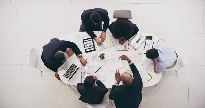Top View, Tablet or Business People in Meeting for Data Analytics ...