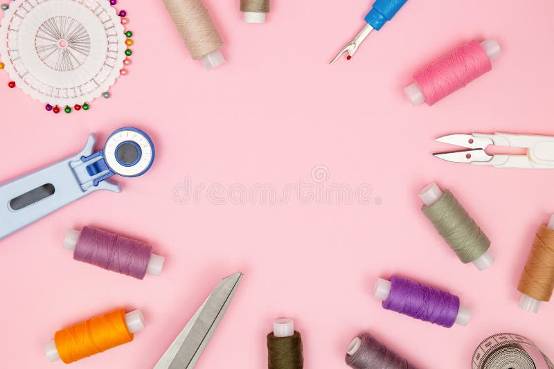 Top View Tailor Atelier Background with Sewing Tools Stock Photo ...