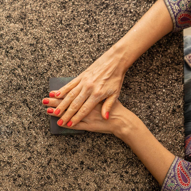 Top View of a Tarot Reader S Hands Over the Tarot Deck Stock Image ...