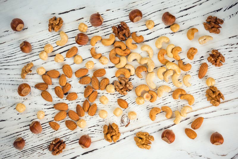 Top View of Tasty Mix Nuts Background. Concept Healthy Snack. Stock ...