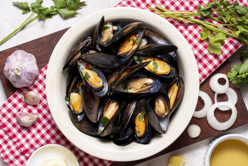 Top View Tasty Mussel Shells. High Quality Photo Stock Image - Image of ...