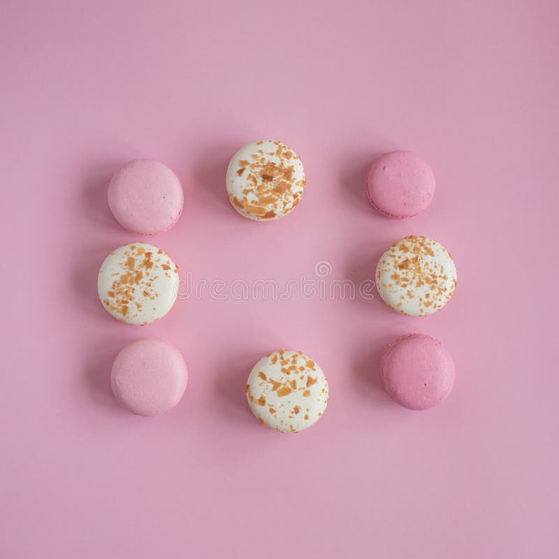 Top View of Tasty Pink and White Macaroons Stock Image - Image of ...