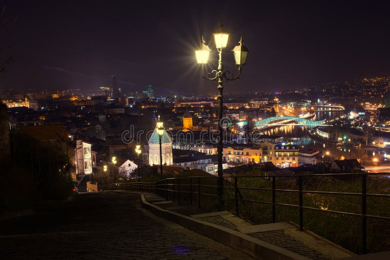 Top View of the Tbilisi at Night Stock Image - Image of light, caucasus ...